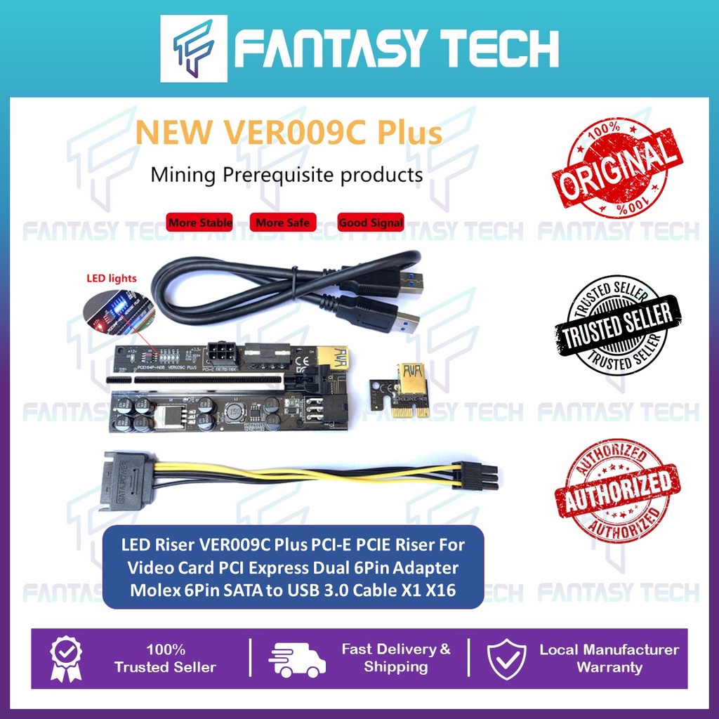 {READY STOCK} Pcie Riser CABLE PREMIUM 🔥 LOCAL STOCK 🔥 LED GPU Card ...