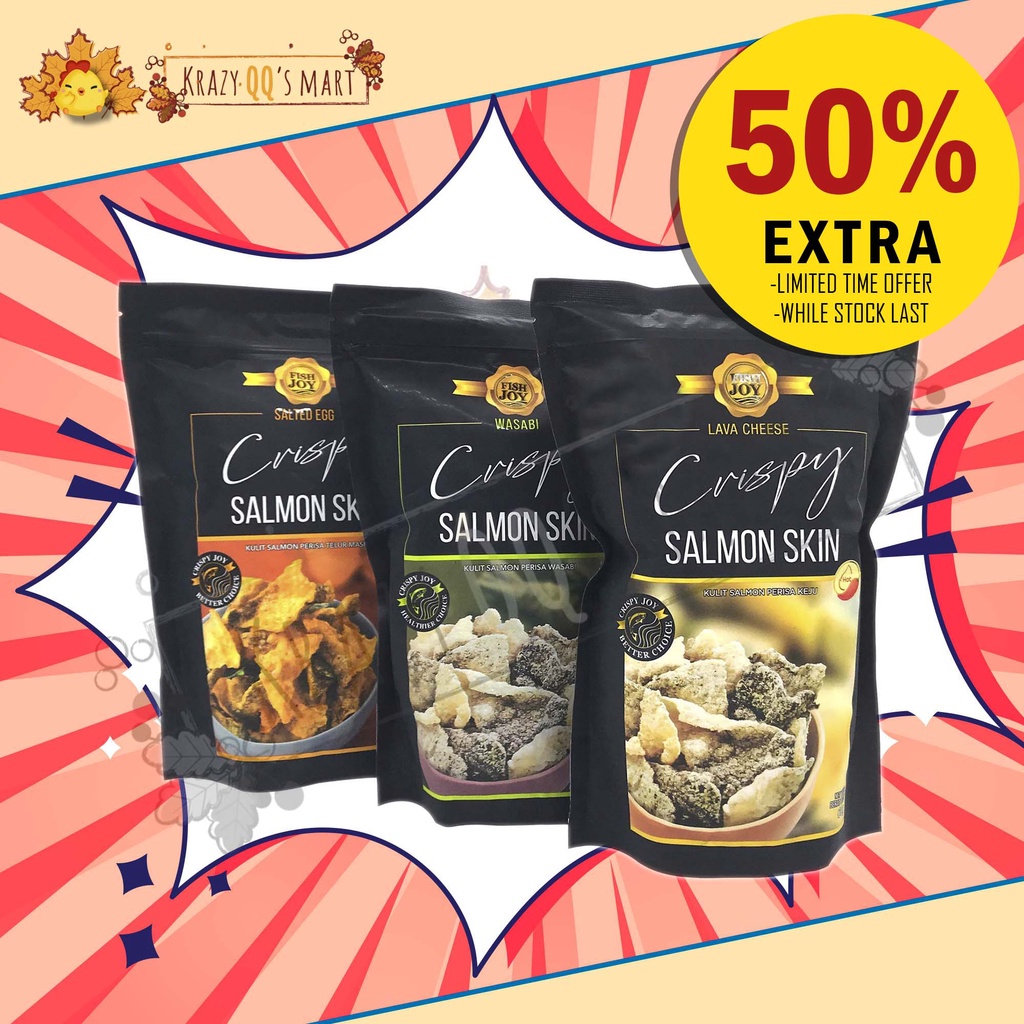 (HALAL) FISH JOY CRISPY SALMON SKIN 香酥脆爽的三文鱼鱼皮 (SALTED EGG / WASABI ...