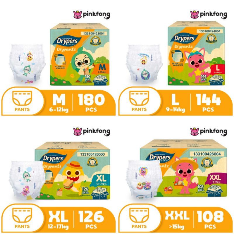 Drypers Drypantz M / L / XL / XXL (1 Box- 3 packs) Pinkfong Limited ...