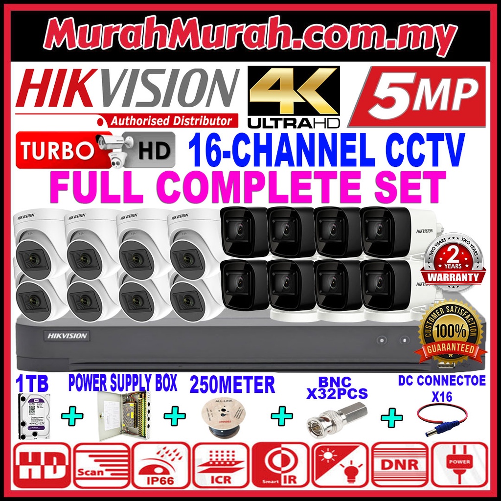 HIKVISION 5MP Full Set 🌟16-CHANNEL🌟 Full HD 1920P HIK CCTV 16CH DVR ...