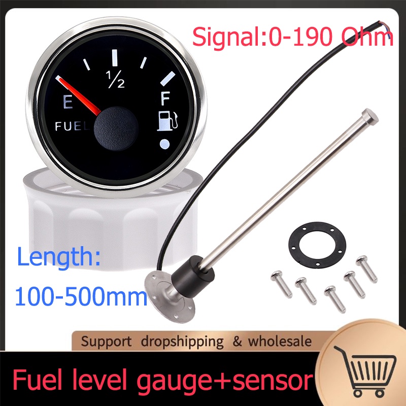 52MM Gauge Fuel Level Gauge 0-190 Ohm Oil Tank Level Indicator Meter with Water Fuel Level ...