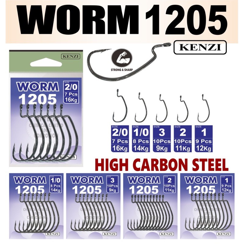 Kenzi 1205 Worm Hook For Softlure | Shopee Malaysia