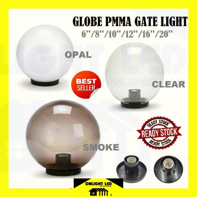 Outdoor Globe Light/Gate Light For Pole Globe Gate light Opal Clear ...