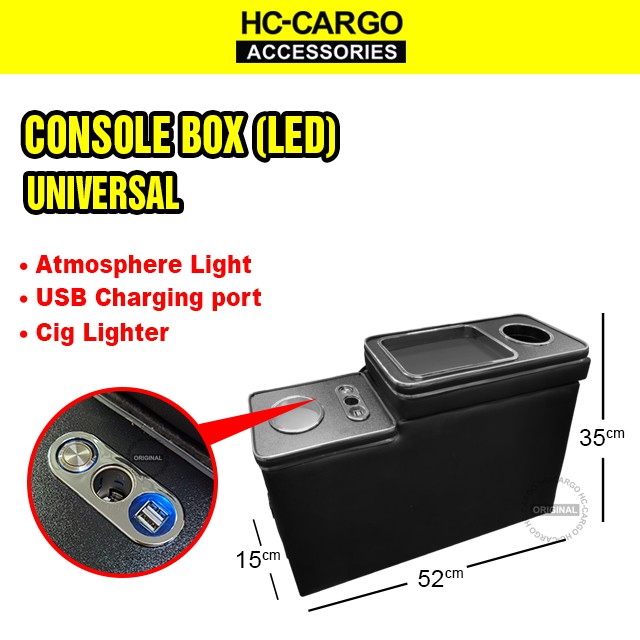 Universal MPV wide Center Storage Console Box Atmosphere light / USB ...