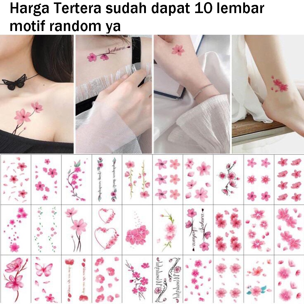 10 Sheets of Pink Flower Tattoos Temporary Tattoos 3D Temporary Tattoos ...
