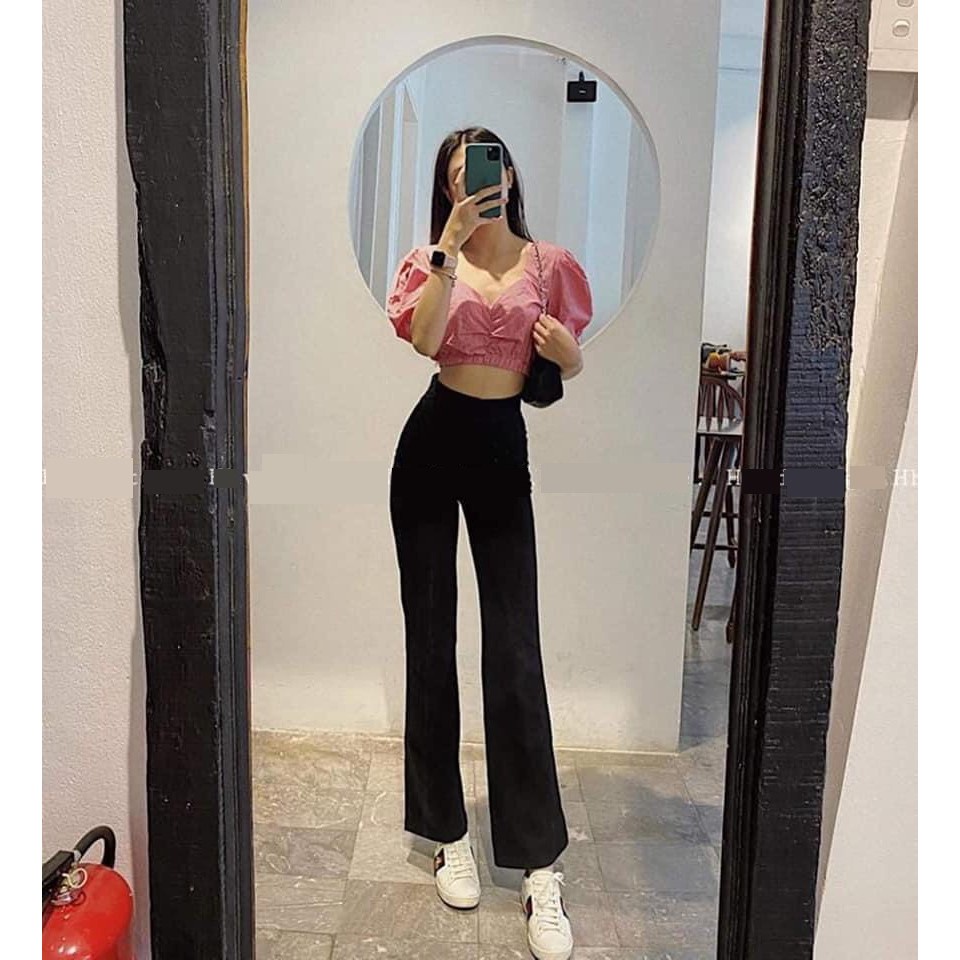 Doloxi women's high-waisted flared pants for office with 2 buttons in ...