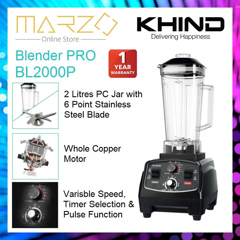 KHIND 1200w Blender Pro BL2000P Commercial Blender Heavy Duty | Shopee ...