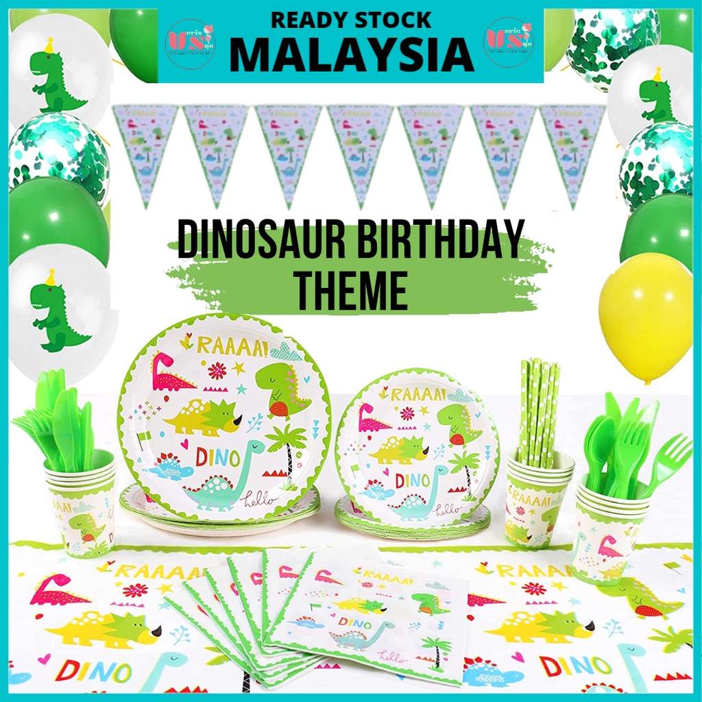 DINOSAUR Birthday Theme Party Pennant Plate Dinosaur Tablecloth ...