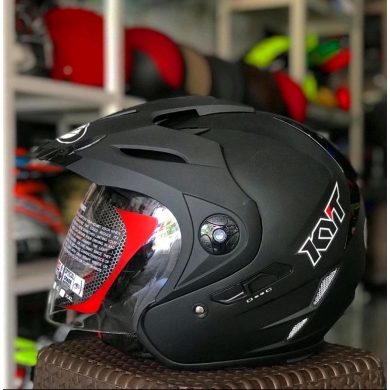 Kyt VENOM RR HELMET SOLID COLOR DOUBLE VISOR HALF FACE HELMET | Shopee ...