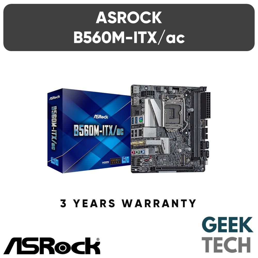 ASROCK B560M-ITX/ac Mini-ITX Motherboard - Support 10th & 11th Gen ...