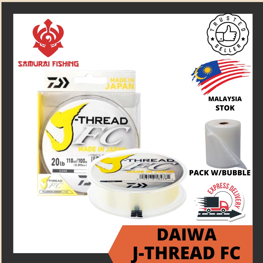 SAMURAI - DAIWA J-Thread FC Line 100% Fluorocarbon 100m/50m 4lb 6lb 8lb 10lb 14lb 20lb 30lb 40lb ...