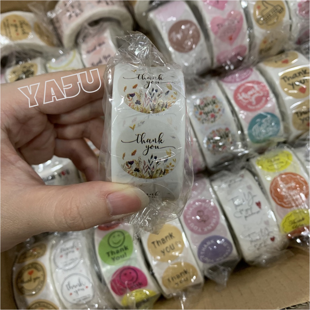 【YAJU!】Thank You & Handmake Sticker 25MM Label Seal Love Terima Kasih ...