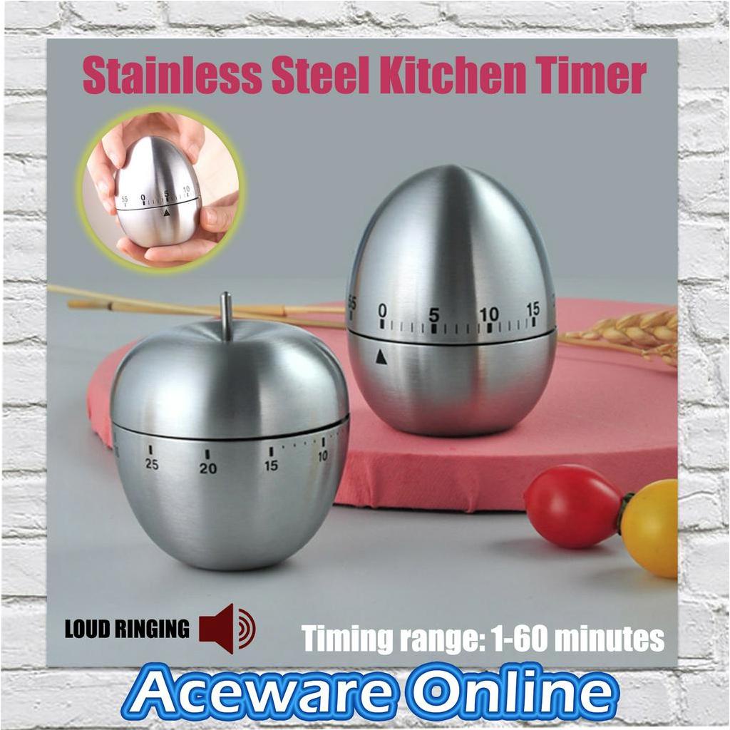 Apple/Egg Kitchen Timer Stainless Steel Metal Mechanica 60 Min Countdown Alarm Cooking Timer for ...