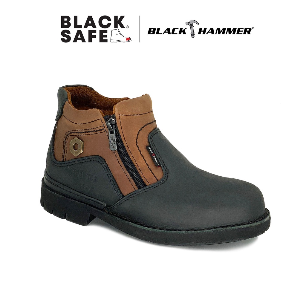Black Hammer Men 4000 Series Mid Cut with Double Zip Safety Shoes ...