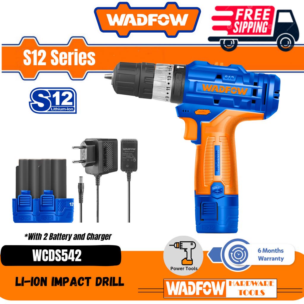 WADFOW Li-ion Impact Drill + 2 pcs 1.5Ah Battery + Charger, S12 12V ...