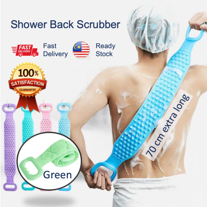 [ READY STOCK ] Body Bath Back Long Scrubber Wash Silicone Green colour ...