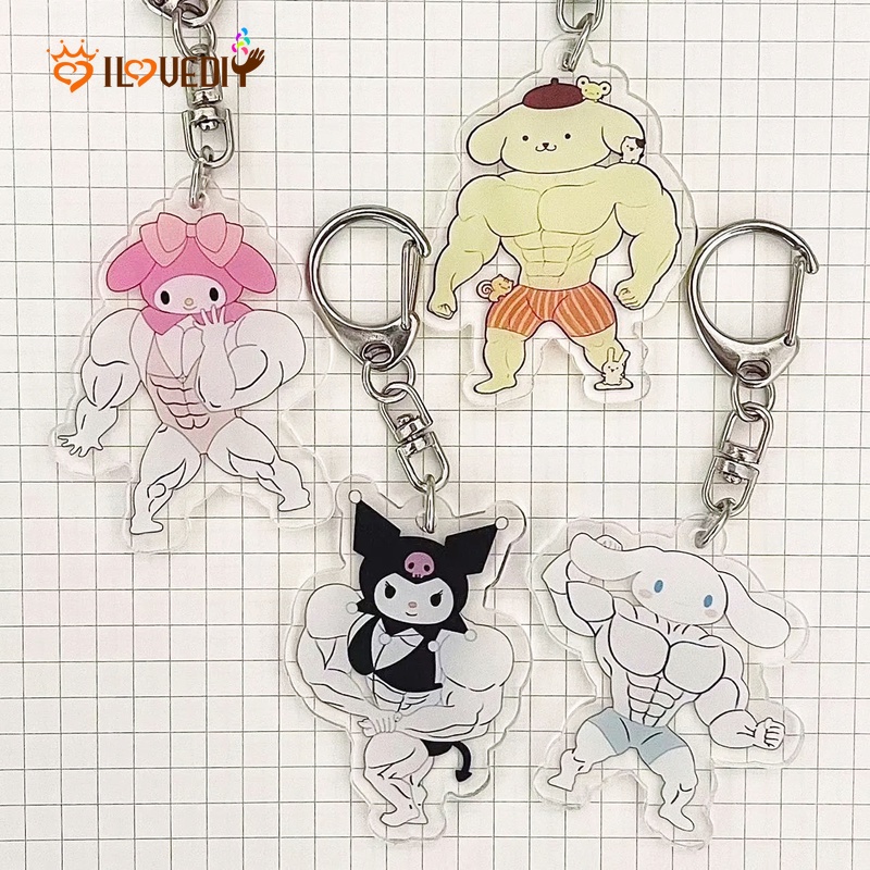 Popular Cartoon Key Ring Creative Macho Cartoon Keychain Muscle Sanrio ...