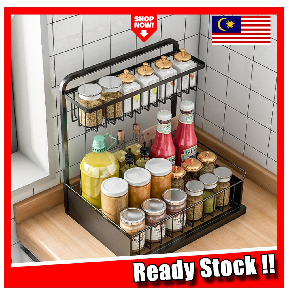 [CLEARANCE] Tier L Shape Sliding Cabinet Pull Out Basket Kitchen ...