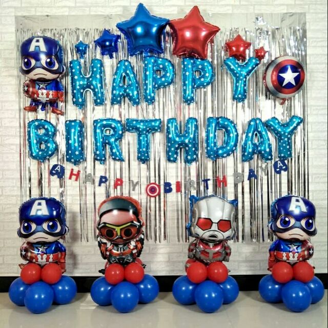 Birthday Decorations Balloons American Captain Foil Balloons Birthday ...