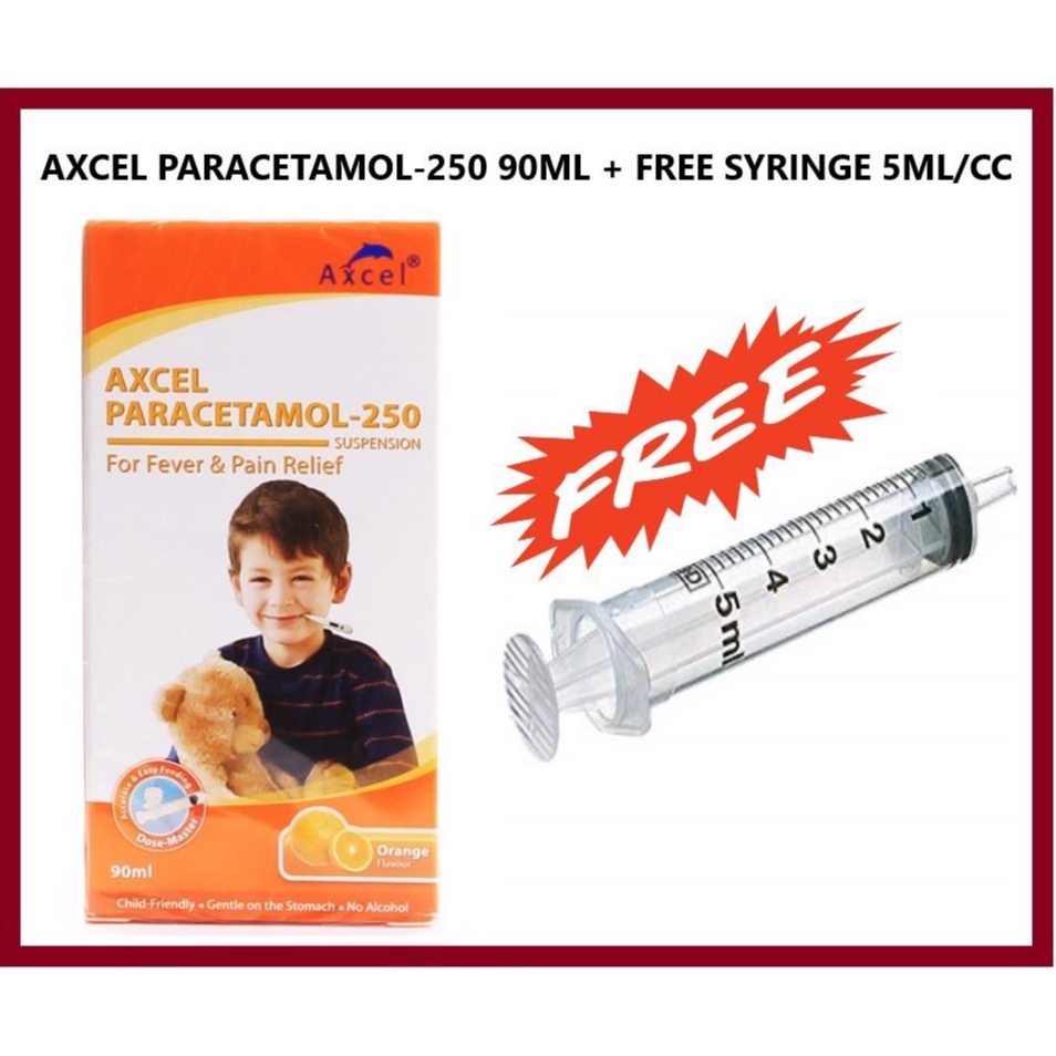 Axcel Paracetamol 250mg Orange Flavor With Syringe (90ml) | Shopee Malaysia
