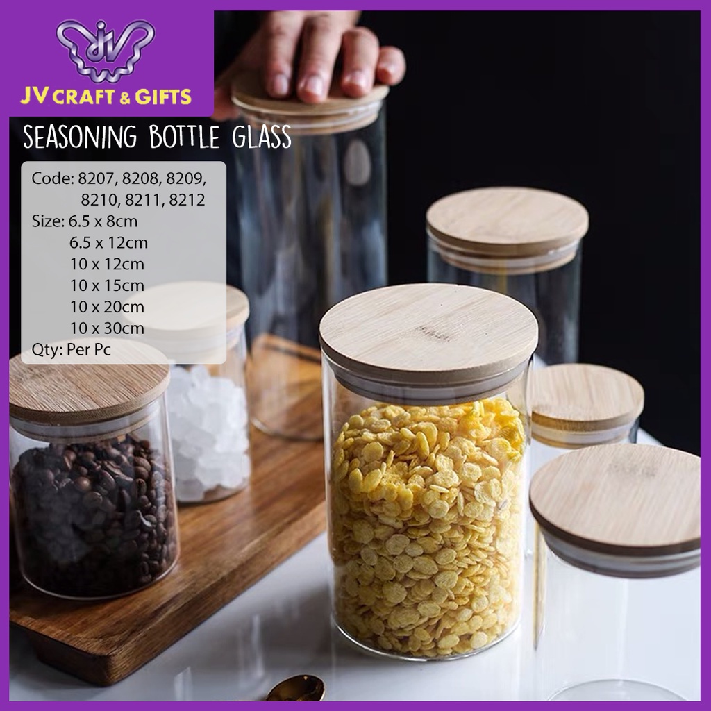 Seasoning Bottle Glass Airtight Spice Container Condiment Bottle Jar Bekas Kedap Udara / 8207 ...