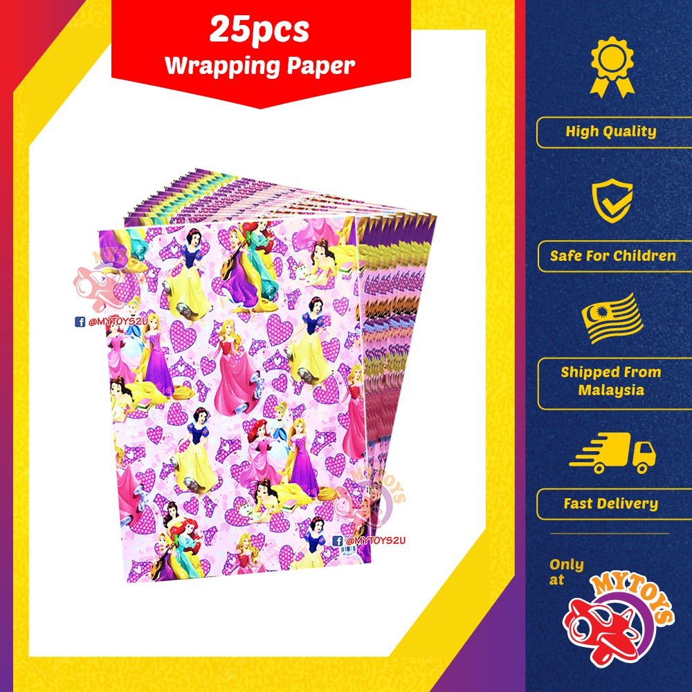 Wrapping Paper Princess Heart 25pcs Wholesale Gift Wrapper Pembalut ...