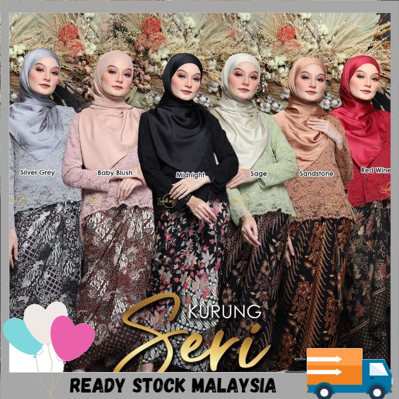 ♥BEST SELLING♥ Kurung Seri Lace Indonesia Kain Batik Satin Baju Kurung ...