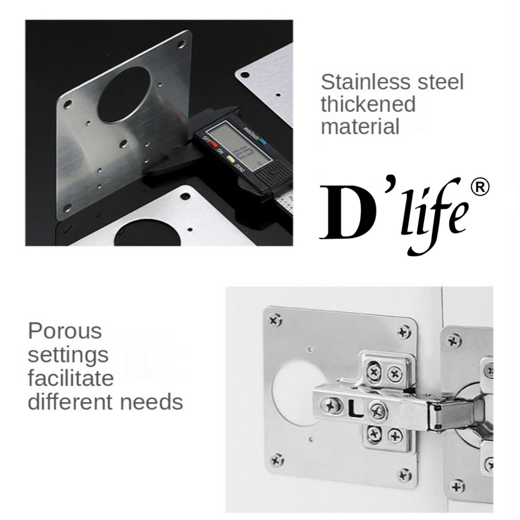 D'Life Stainless Steel Hinges Repairation Plate Cabinet Door Hinge Repair Plate with Screws ...