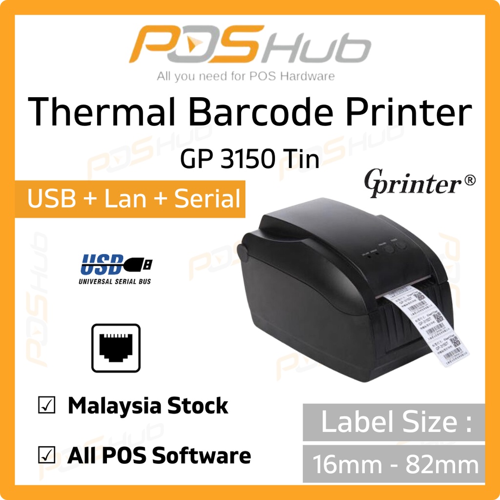 Gprinter T3150 Thermal Label Sticker Printer USB+LAN+Serial | Shopee ...