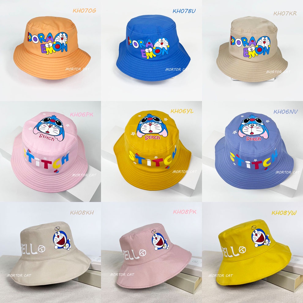 Stitch And Doraemon Children's Bucket hat With Chin Strap For Children ...
