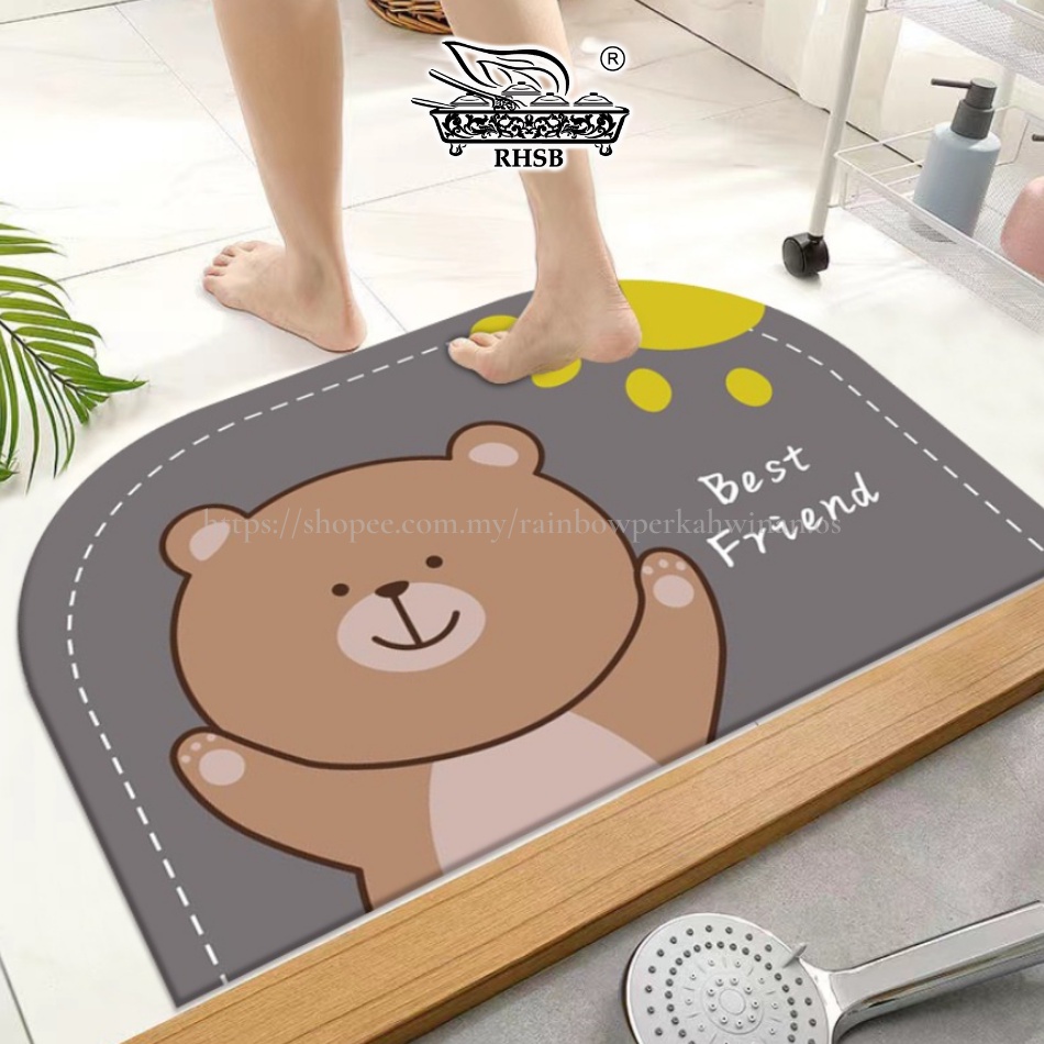 ABSORBENT DIATOM MUD BATHROOM MAT / FLOOR MAT / ANTI SLIP MAT / CARPET ...