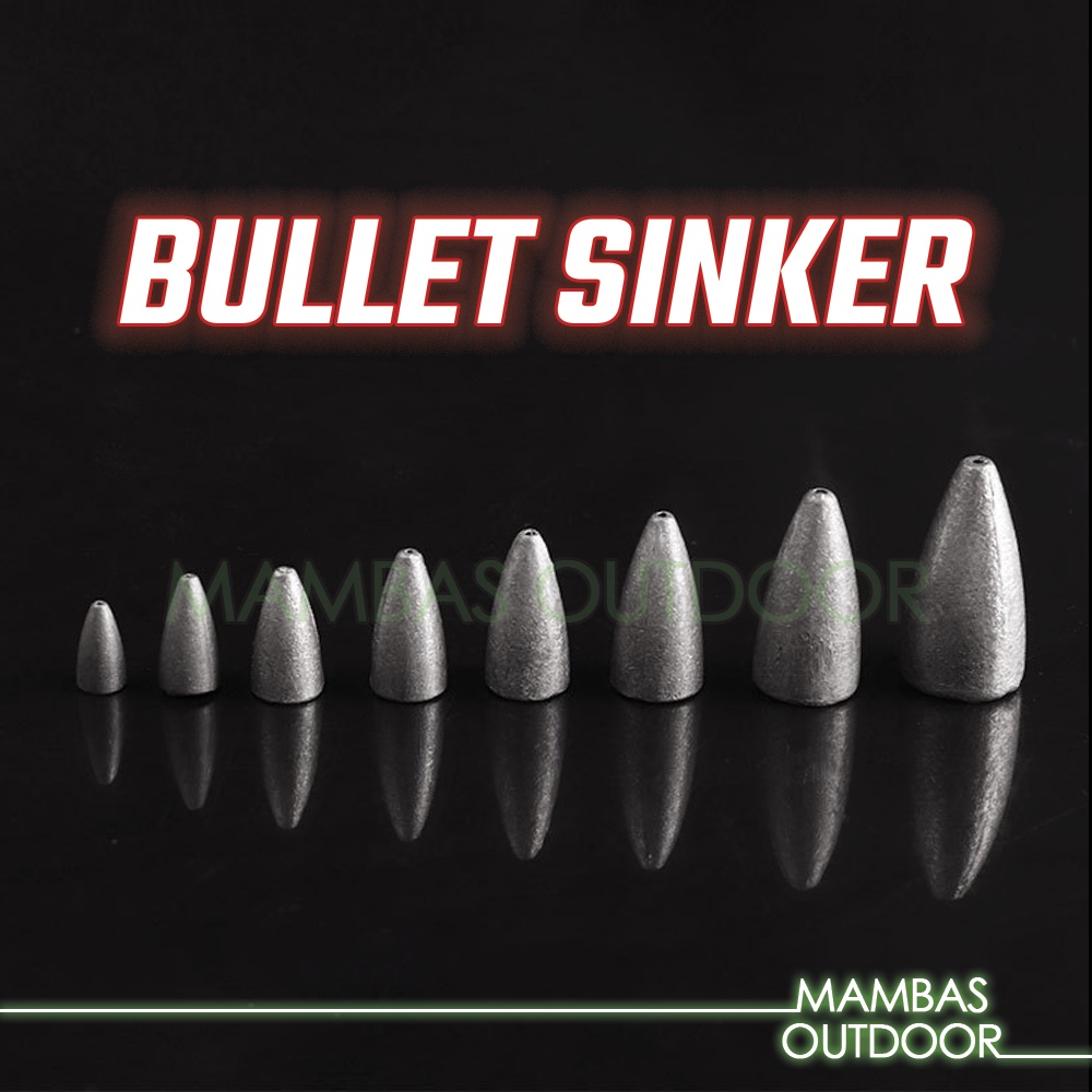 [5pcs] Bullet Sinker (2g-30g) Fishing Weighted Lead Soft Plastic Jig Head Pancing Casting Batu ...