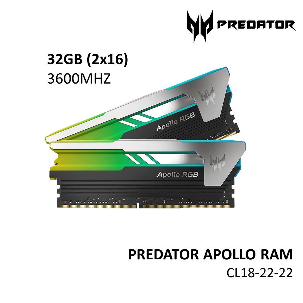 PREDATOR APOLLO 32GB 3600 DDR4 RGB (16GB*2) CL18-22-22 GAMING RAM ...