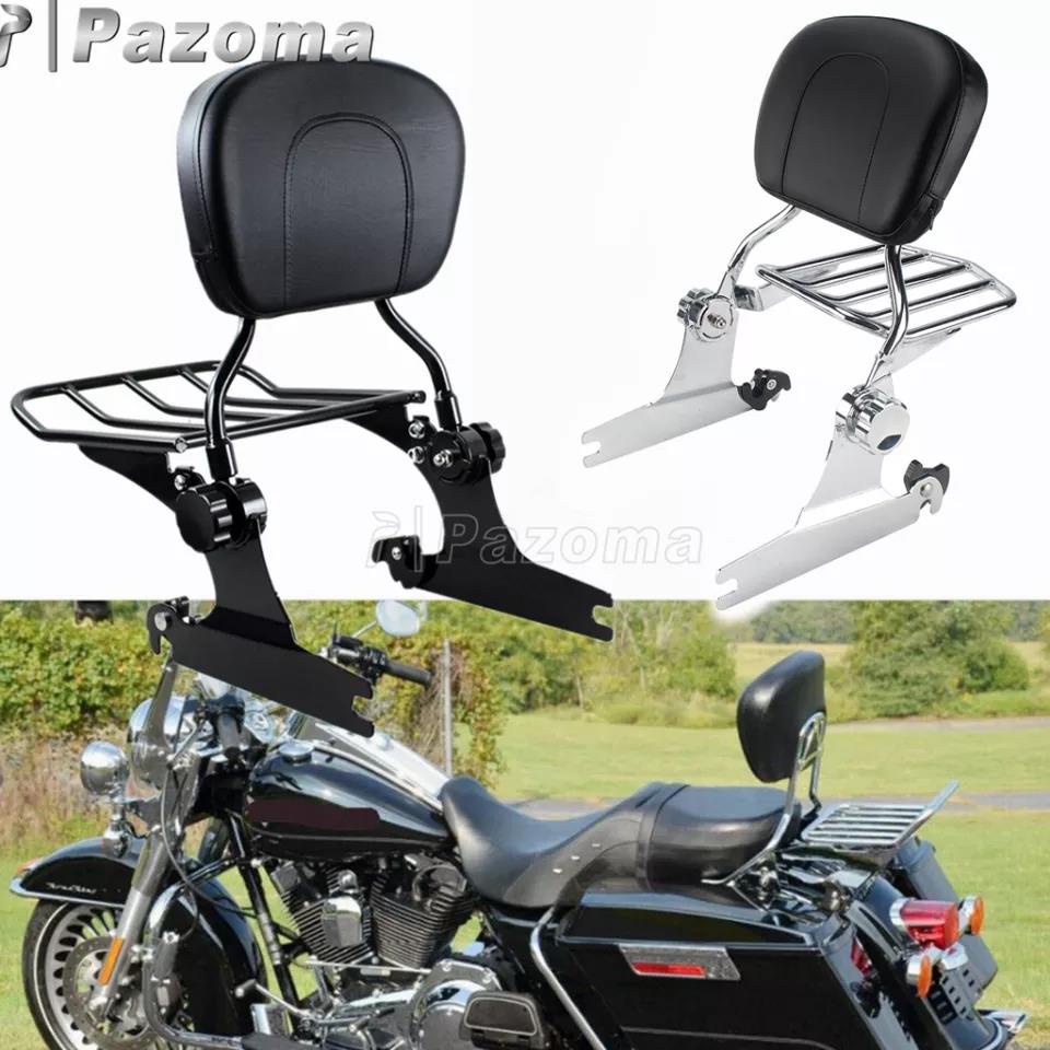Motorcycle Sissy Bar Detachable Backrest w/Rear Luggage Rack For Harley ...