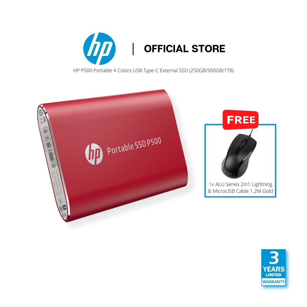 HP P500 Portable 4 Colors USB Type-C External SSD (250GB/500GB/1TB ...