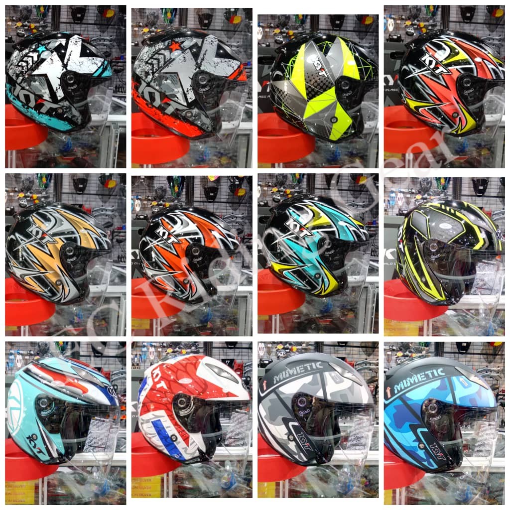 KYT HELLCAT OPEN FACE HELMET SINGLE VISOR (STAR / K-RACING / MIMETIC ...