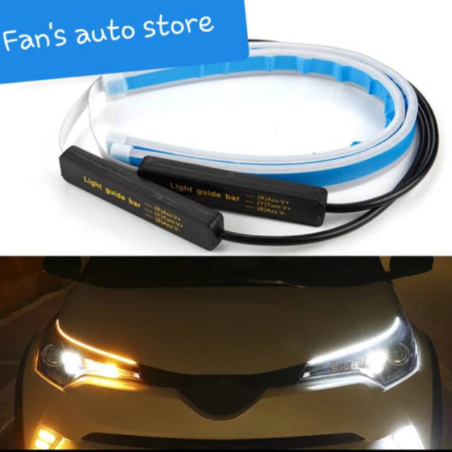 Drl Eyebrow LED Lights Flexiable 2 Colors Turn Signal running 45 cm And ...