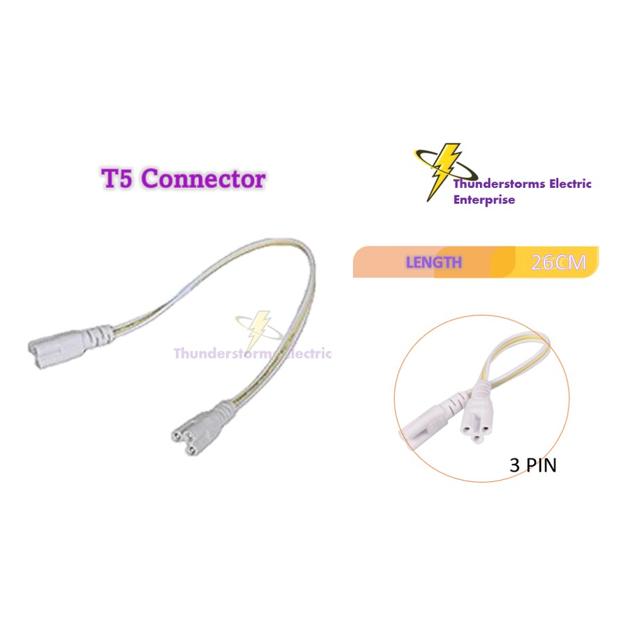 T5 Wire Connection with power cord and T5 Connector Corner Joint 3 Pin ...