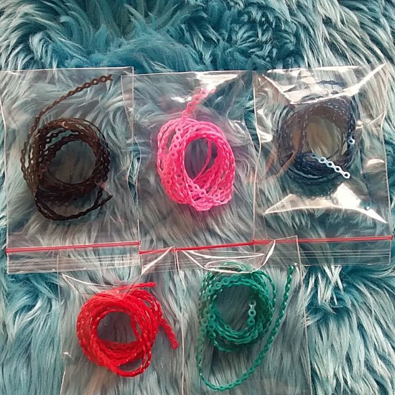 HIJAU HITAM MERAH 1 meter powerchain ready colors = black, milk pink ...