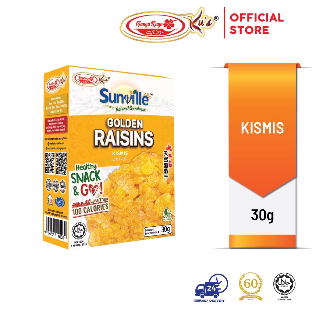 BUNGA RAYA KUS Kismis 30g || BUNGA RAYA KUS Golden Raisin 30g | Shopee ...