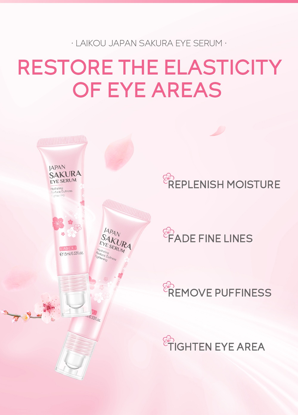LAIKOU Japan Sakura Eye Roller Serum Eye Cream Fade Panda Eye Dark ...