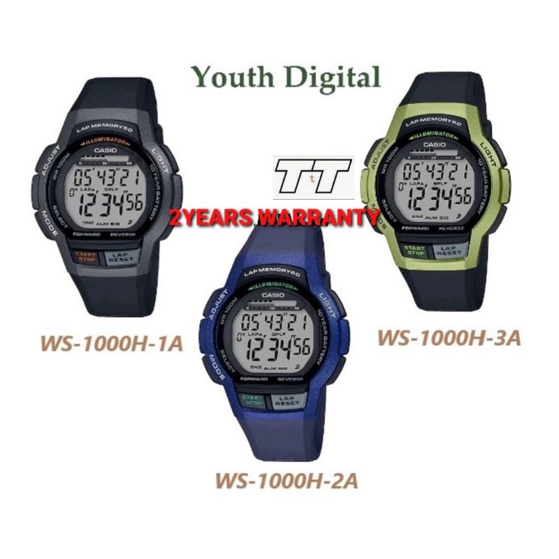 2 Years Warranty Casio Youth Watch Sports WS-1000H-1A WS-1000H WS-1000H ...