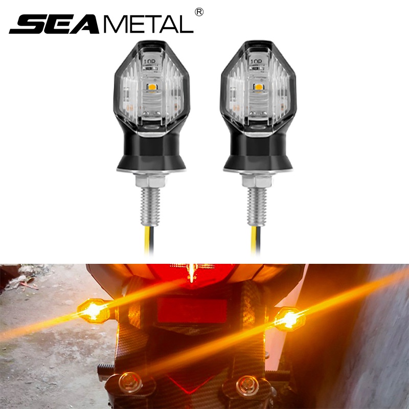 SEAMETAL 2Pcs Mini Motorcycle Turn Signal Light Sport Bike Turn Lamp ...