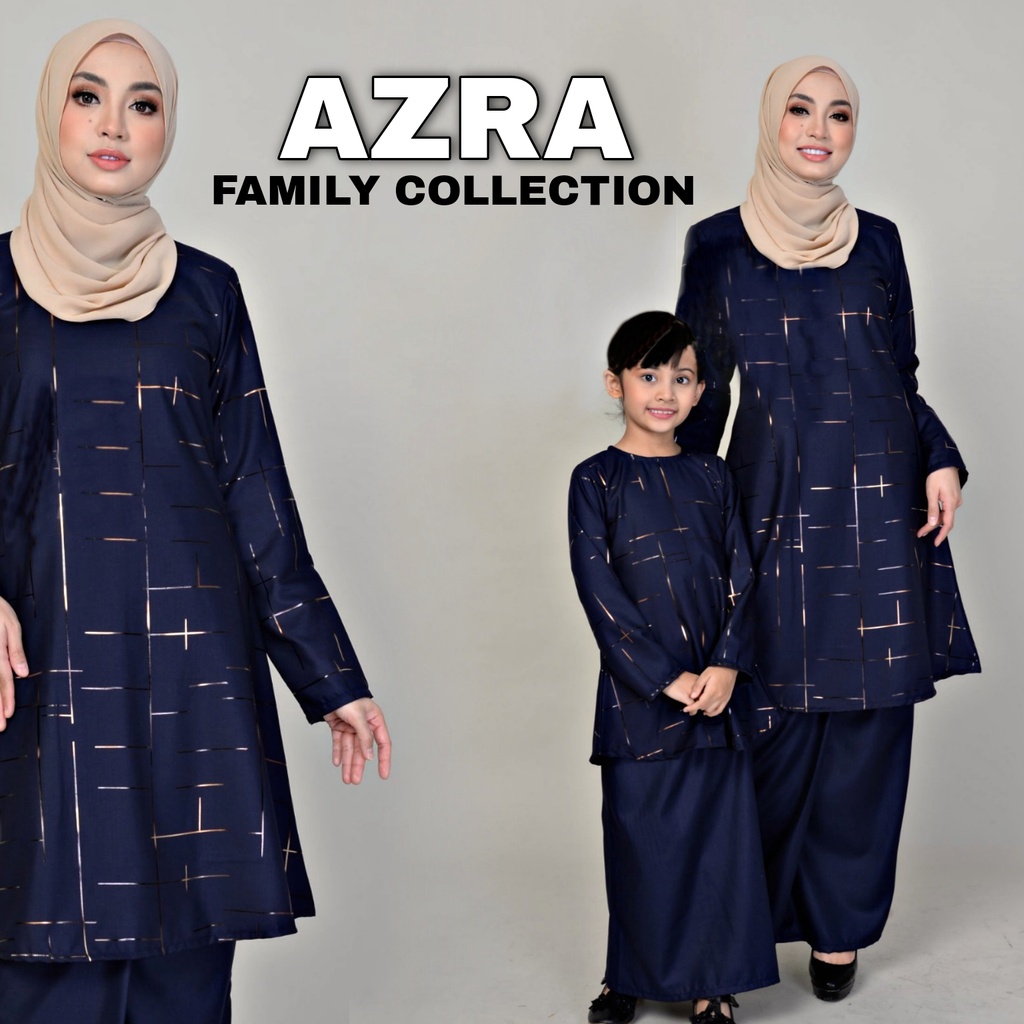 (RAYA 2026) (BAJU KURUNG) AZRA Koleksi Sedondon Keluarga Printed Foil ...