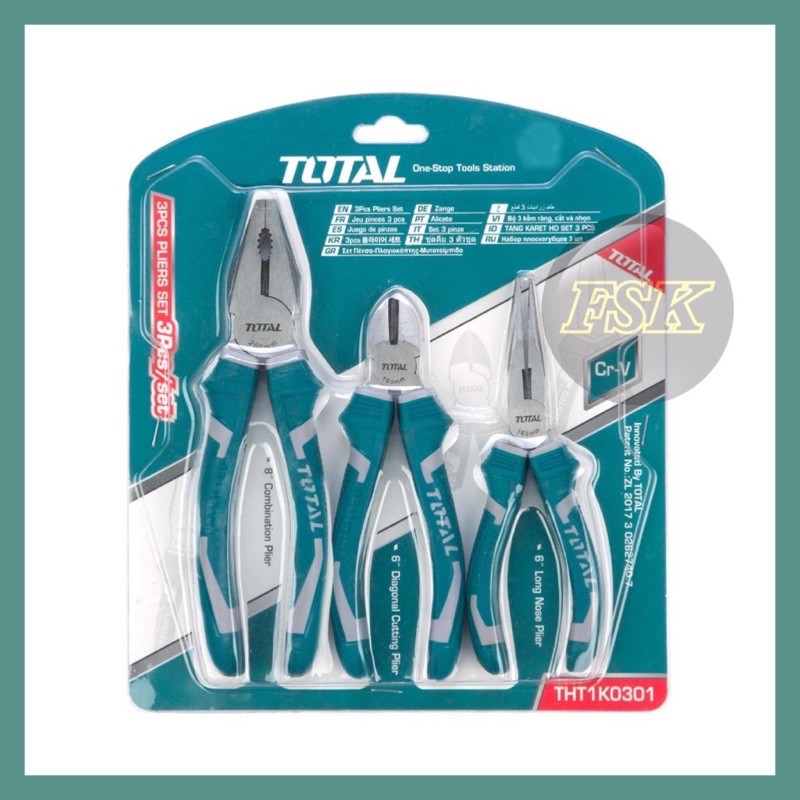 TOTAL Heavy Duty 3in1 Pliers & Cutter Set_ THT1K0301 | Shopee Malaysia
