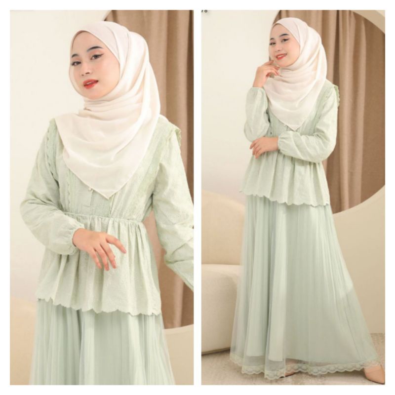 Set Arissa IRONLESS Lace Blouse & Skirt 778! Set Arissa Muslimah Blouse! Kurung Peplum Mini ...