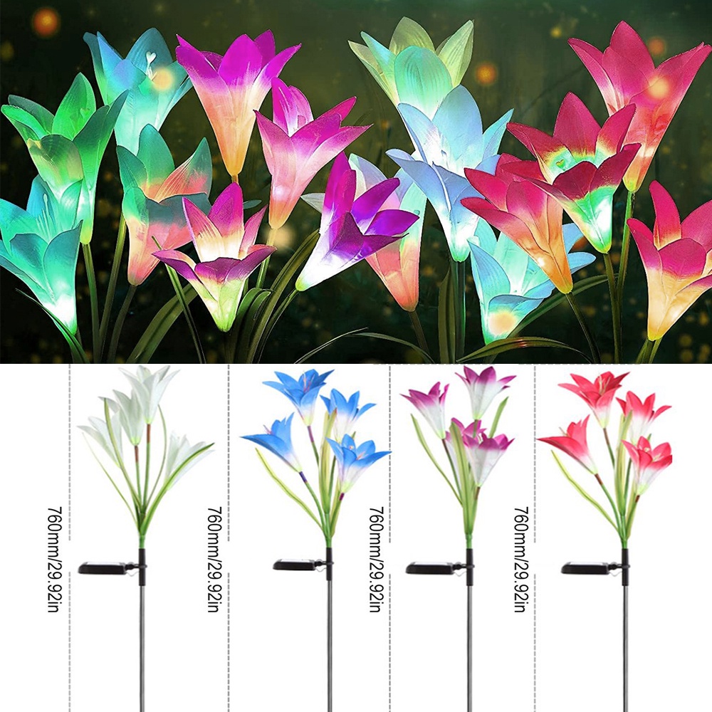 Outdoor LED Solar Lily Light Garden Flower Lamp Waterproof Decoration ...