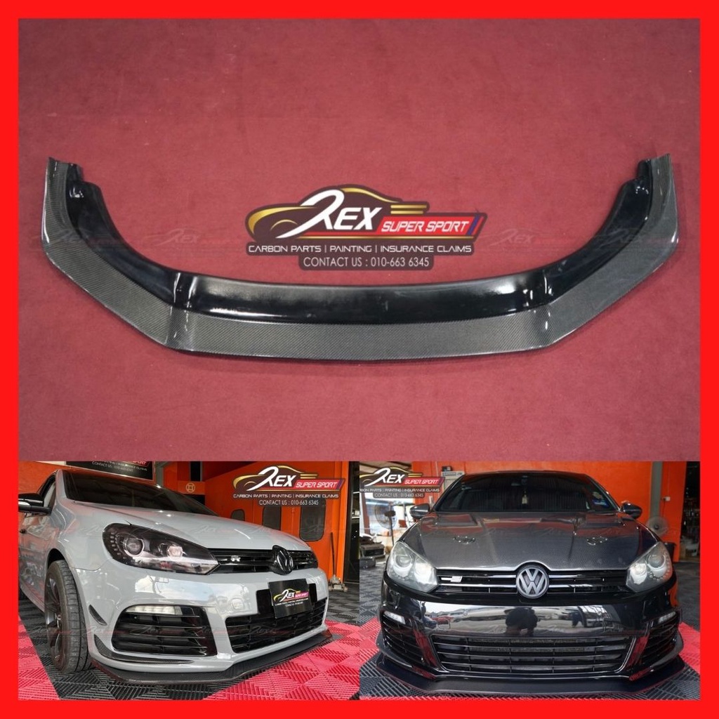 VW Volkswagen Golf MK6 R BS Front Lip Real Forged / Carbon Fiber Depan ...