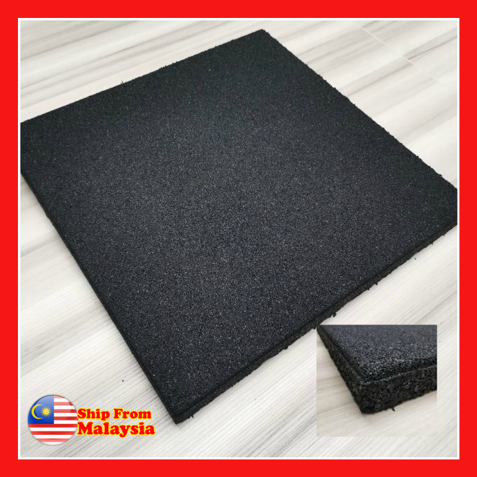 Tikar Getah Kasar Lantai Gym Tebal 25MM Saiz 50cm x 50cm Thick Rubber ...