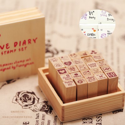 ZA048 Love Diary Stamp Set 25pcs Wooden Rubber Stamp Gift Art Craft ...